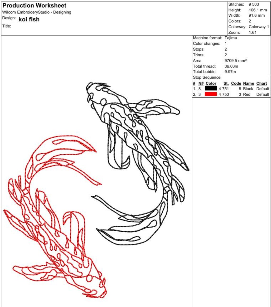 Koi Fish Embroidery Design, 1 Size, Instant Download. Embroidery Design ...