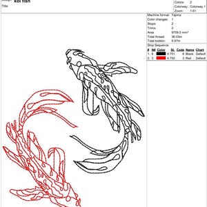 Koi Fish Embroidery Design, 1 Size, Instant Download. Embroidery Design ...