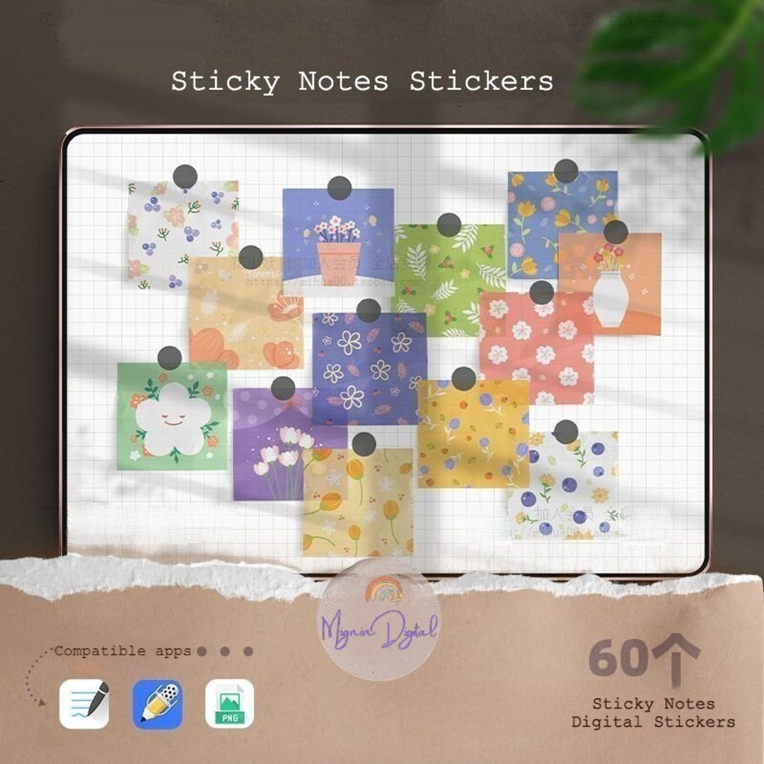 Sticky Notes Digital Stickers Pack Cute Digital Sticky Notes - Etsy