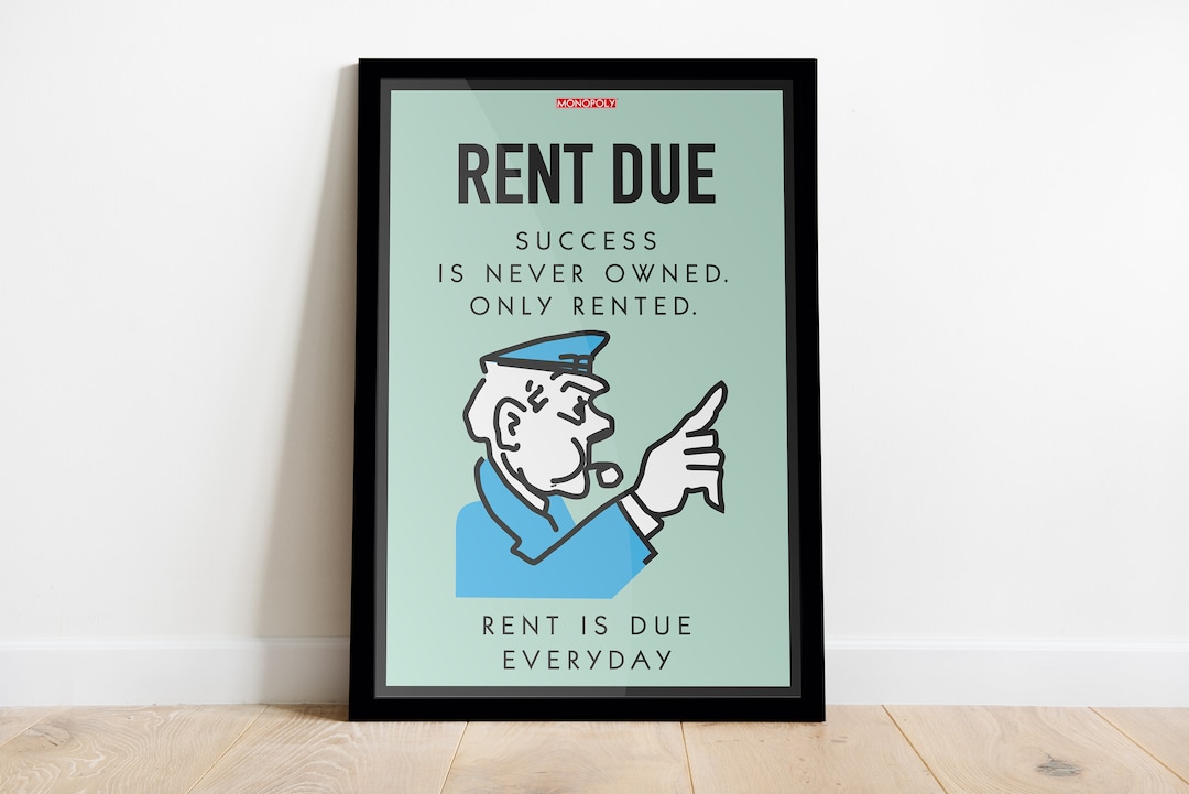RENT DUE Artwork Framed or Poster, Alec Monopoly Art, Monopoly ...