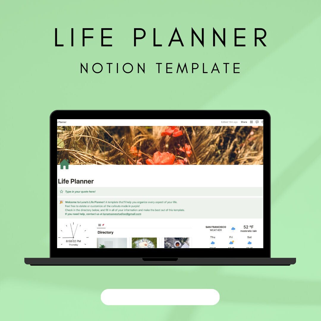 Cottage Core Notion Template, All-in-one Notion Life Template, 2023 ...
