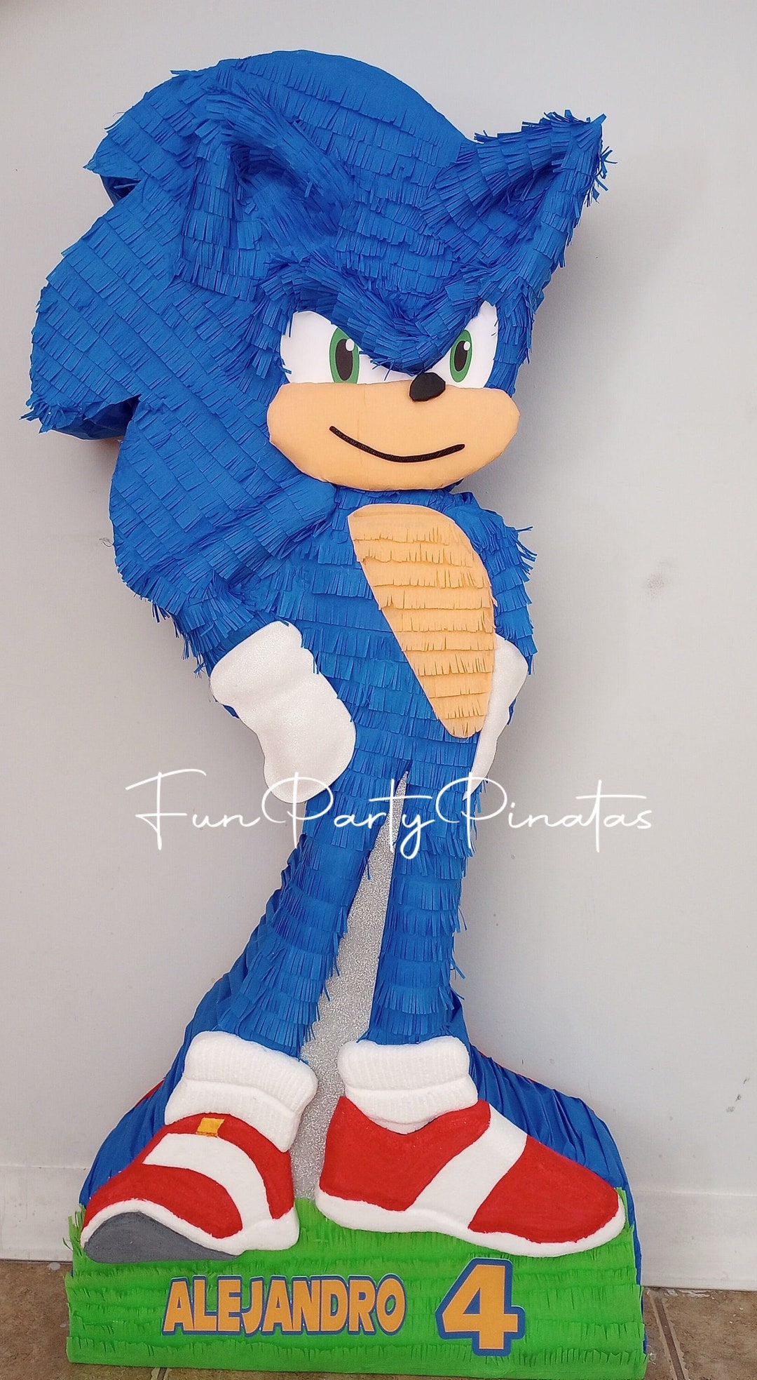 Hermosa Piñata De Sonic Para La Fiesta De Cumpleaños, La Medida Es 30x20x4 Pulgadas - Etsy