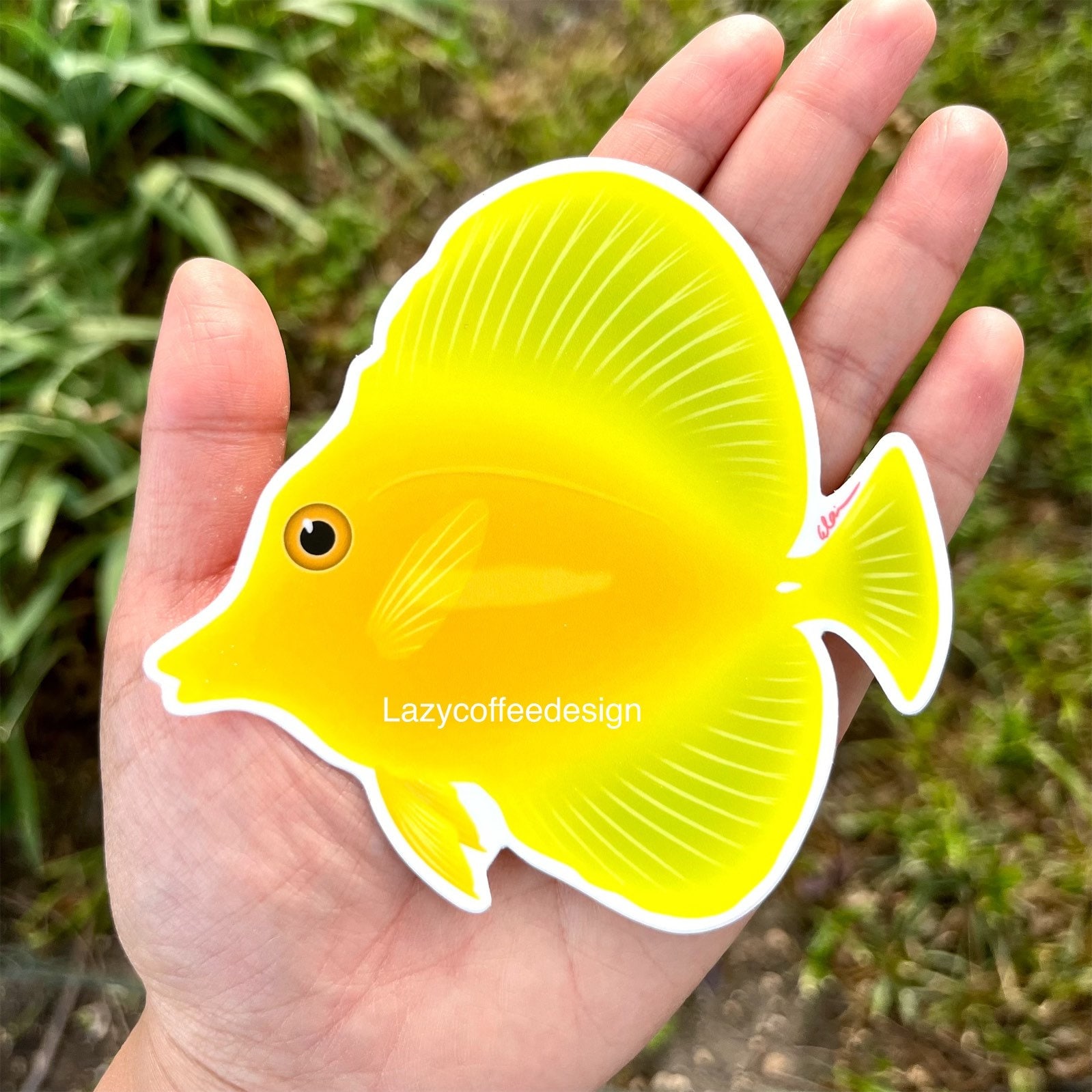 4” Yellow Tang Reef Fish Sticker/ Coral, Reef and Sea Animal Art for ...