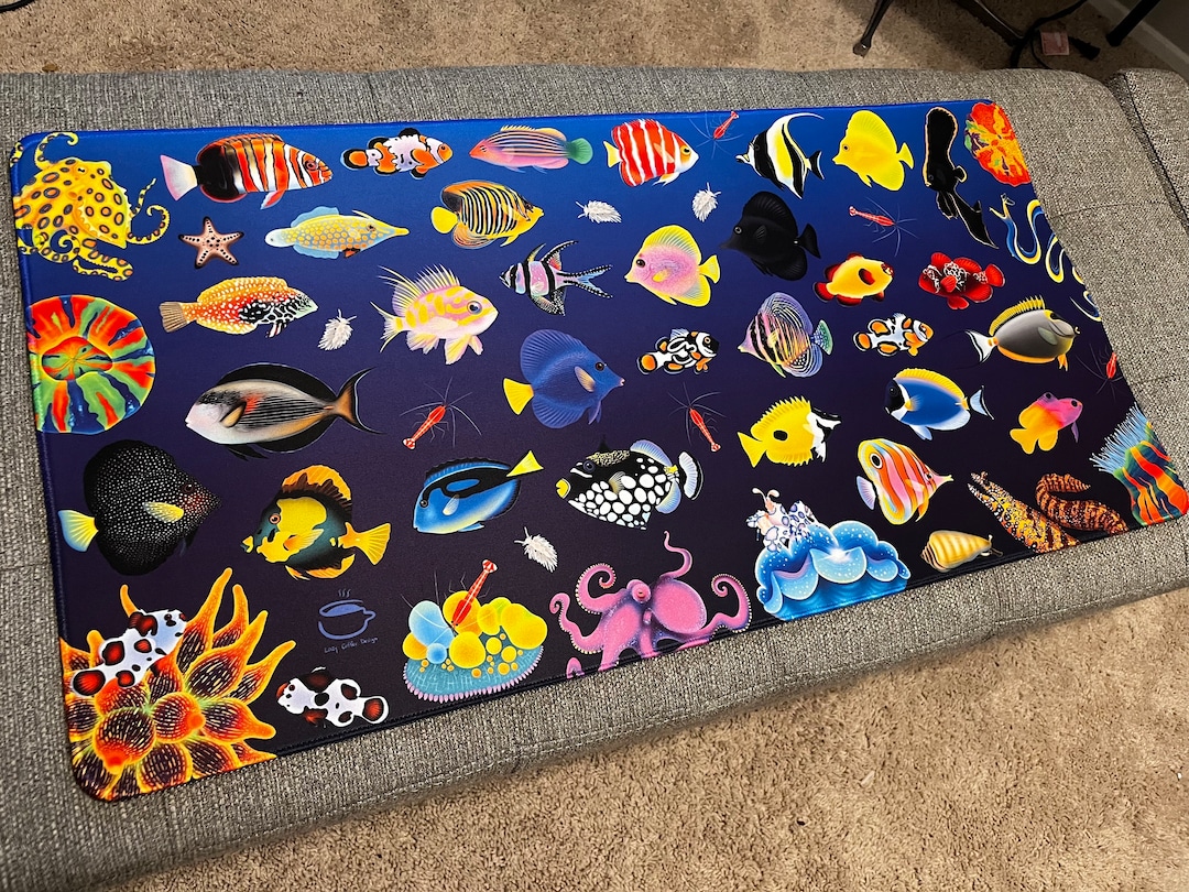 Extra Thick Blue Reef Desk Mat Mousepad for Saltwater Aquarium and Reef ...