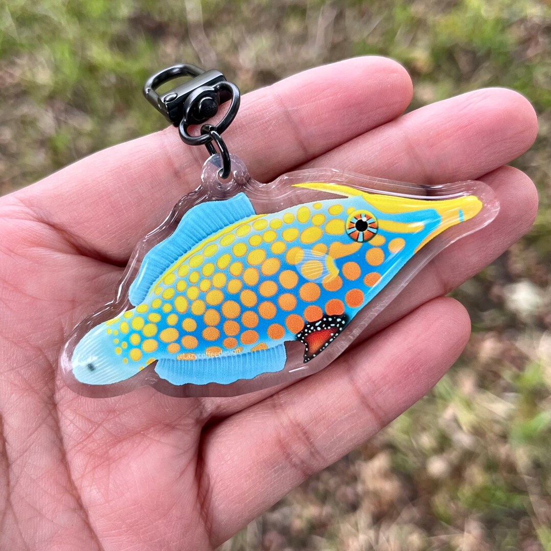 Orange Spotted Filefish Keychain Charm/ Saltwater Aquarium Reef Fish ...
