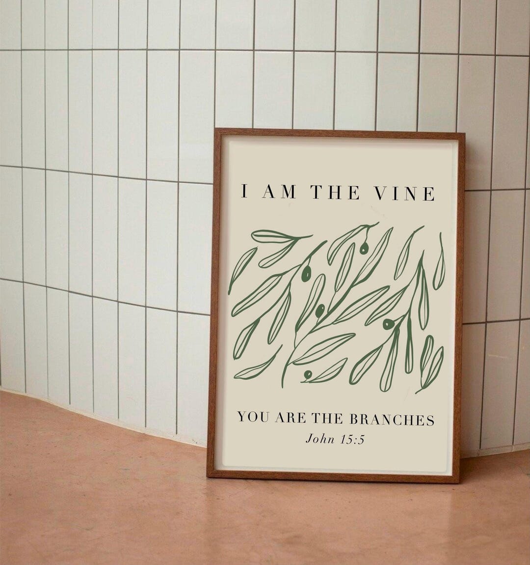John 15:5 Bible Verse Kitchen Wall Print, I Am the Vine, Christian Home ...