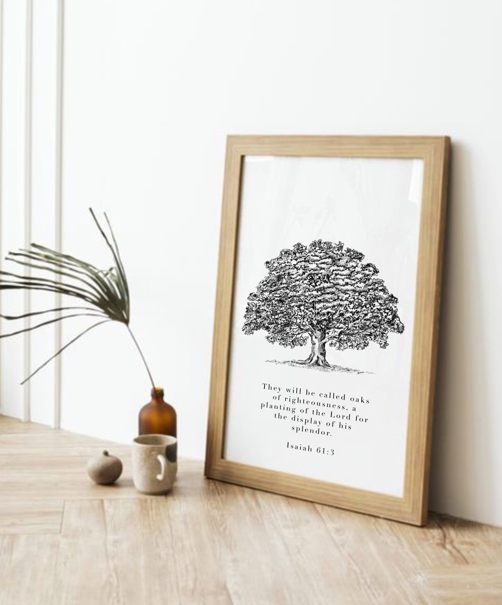 Isaiah Bible Verse Wall Art Oak Tree Illustration Scripture Wall Art ...