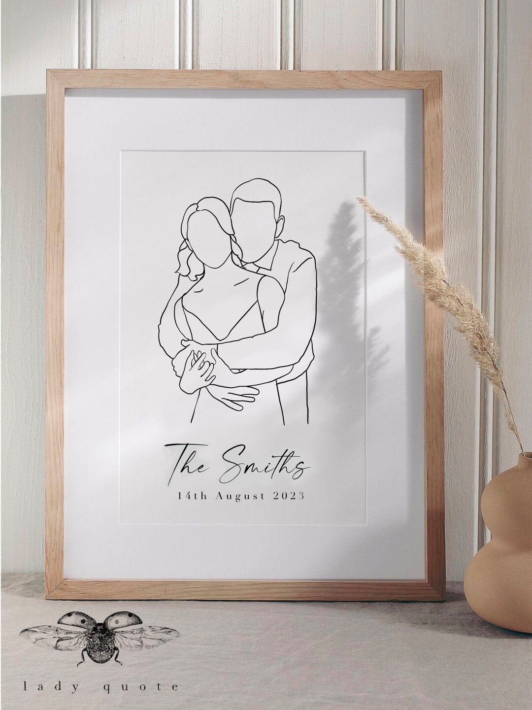 Wedding Line Drawing Personalised Gift for Spouse Custom Wedding ...