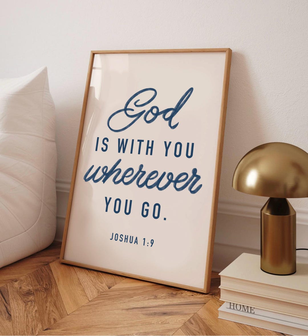 Joshua 1:9 Bible Verse Print, Navy Blue Christian Wall Art (digital ...