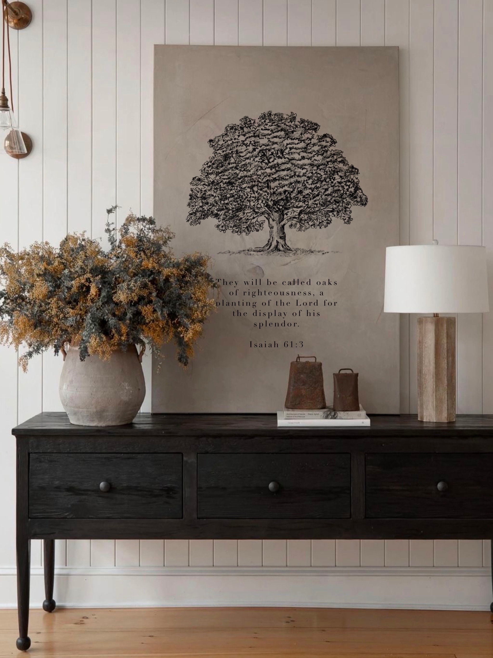 Isaiah Bible Verse Wall Art Oak Tree Illustration Scripture Wall Art ...