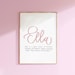 Ella Name Description Wall Art, Blush Pink Calligraphy Name Meaning ...