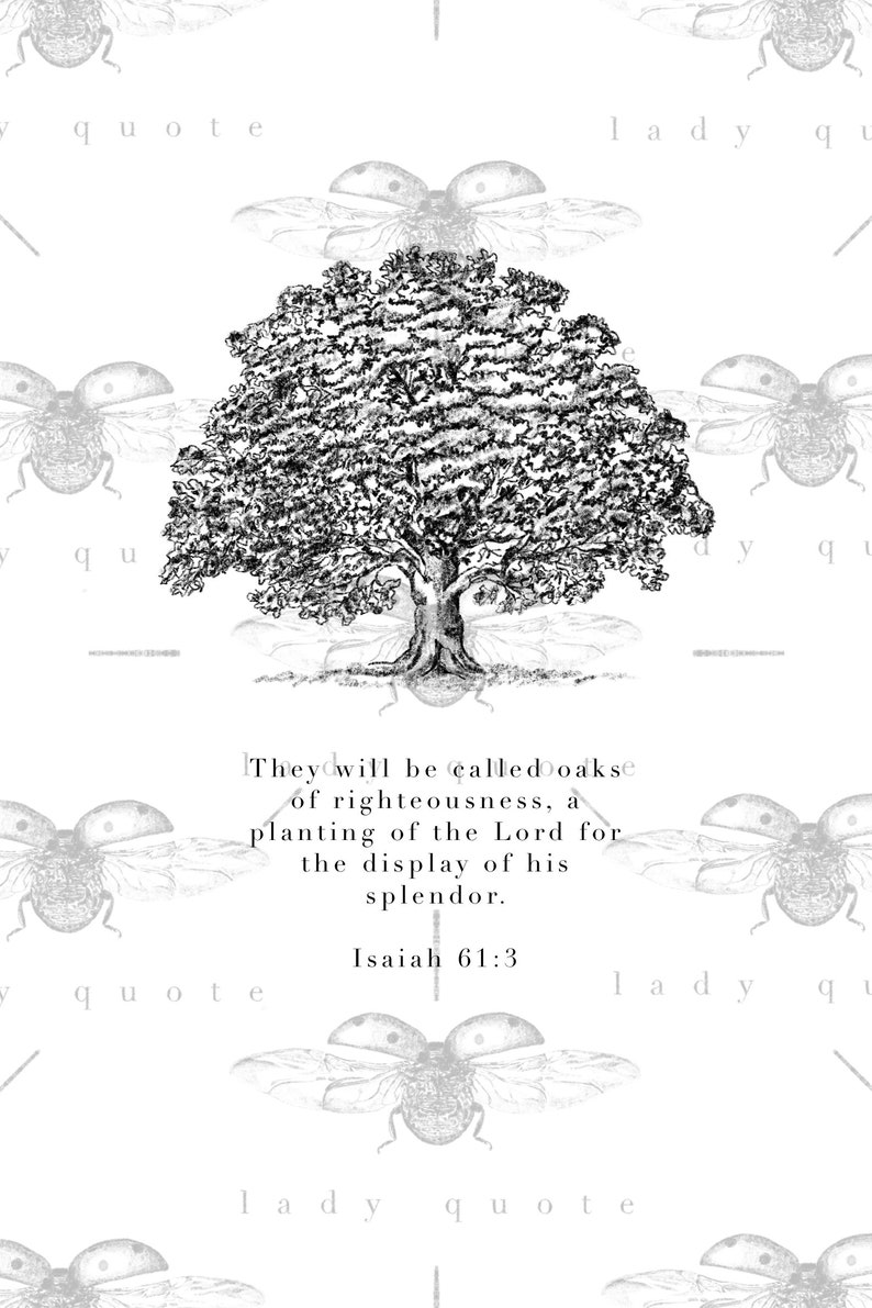 Isaiah Bible Verse Wall Art Oak Tree Illustration Scripture Wall Art ...