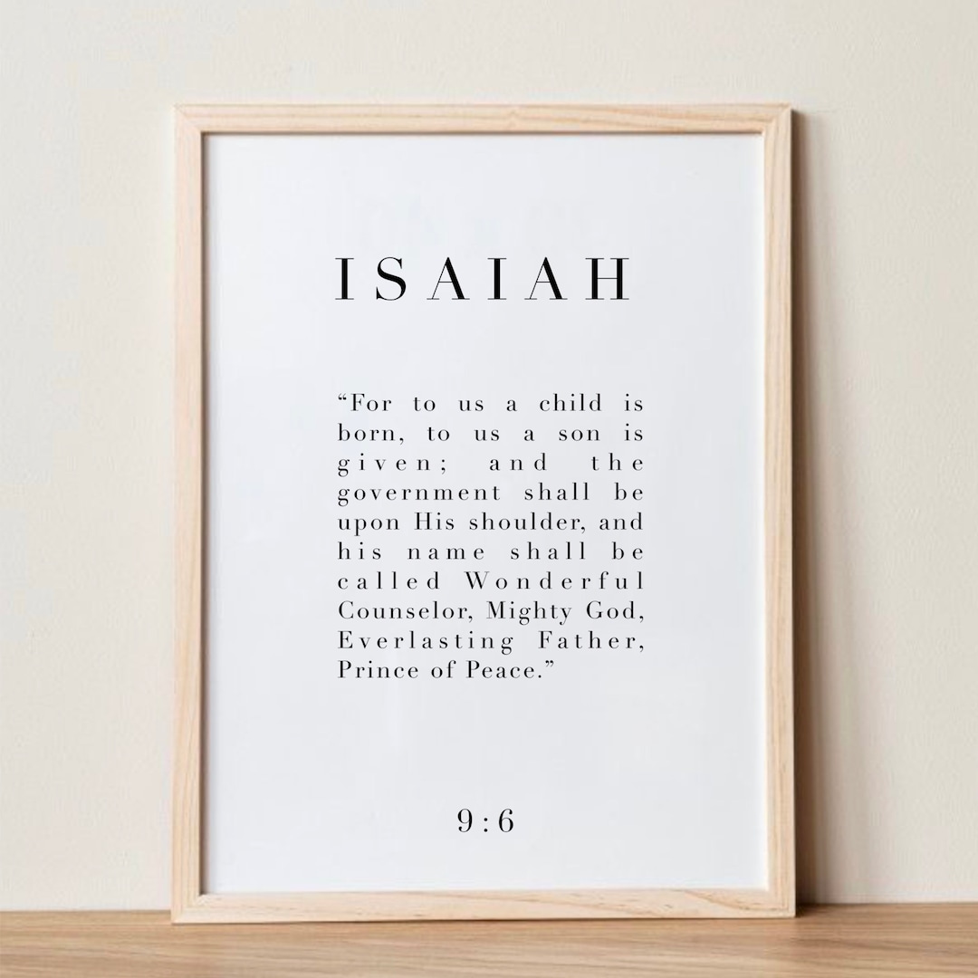 Isaiah Bible Verse Christmas Wall Decor Christian Print Living Room ...