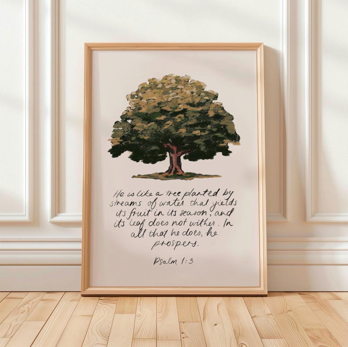 Oak Tree Psalm 1:3 Bible Verse Art Print (digital Download) - Etsy