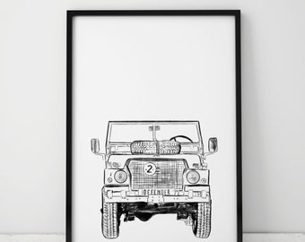 Defender 110 Wall Art, Land Rover 4x4 Print, Masculine Decor, Fathers ...