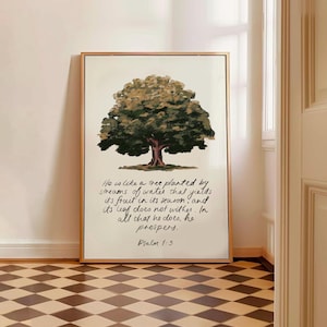 Oak Tree Psalm 1:3 Bible Verse Art Print (digital Download) - Etsy