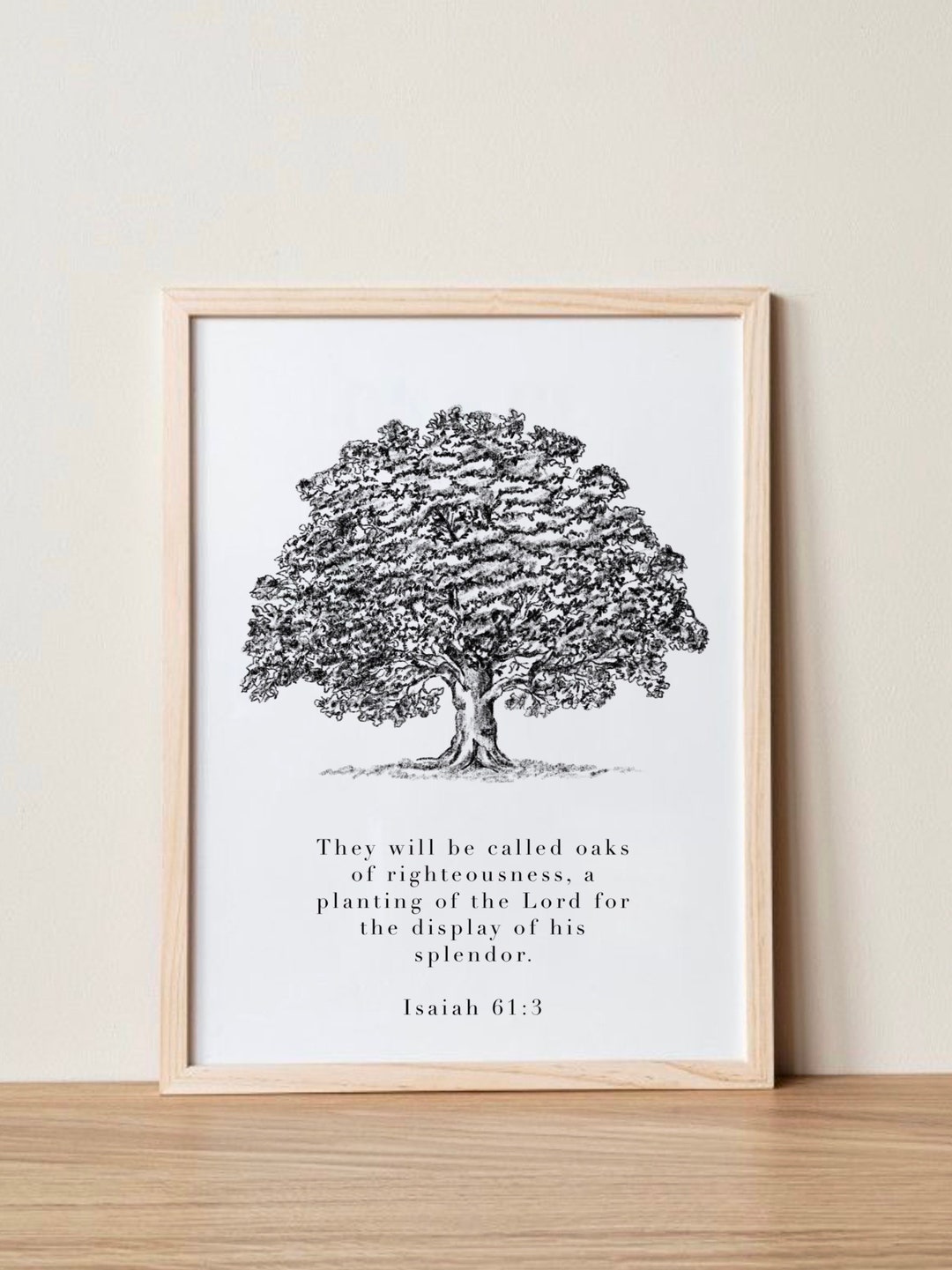 Isaiah Bible Verse Wall Art Oak Tree Illustration Scripture Wall Art ...
