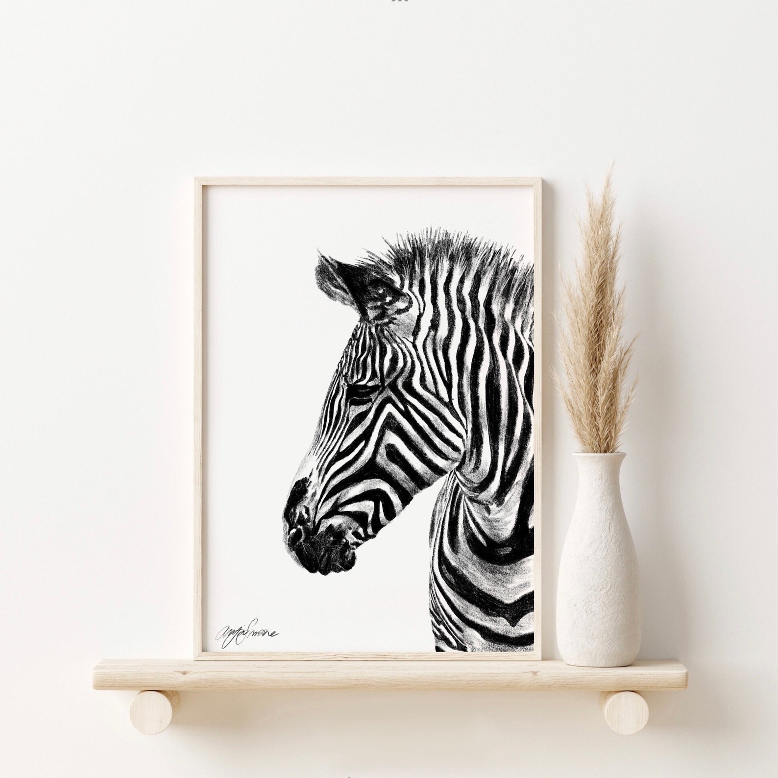 Zebra Illustration, African Wall Print, Modern Home Decor, Safari ...