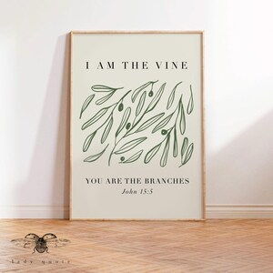 John 15:5 Bible Verse Kitchen Wall Print, I Am the Vine, Christian Home ...
