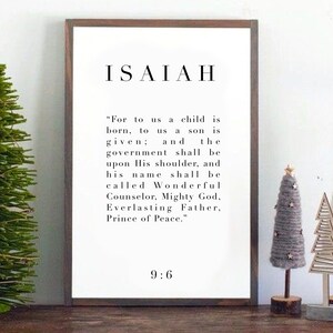Christmas Wall Decor Christian Print Isaiah Bible Verse Living Room ...