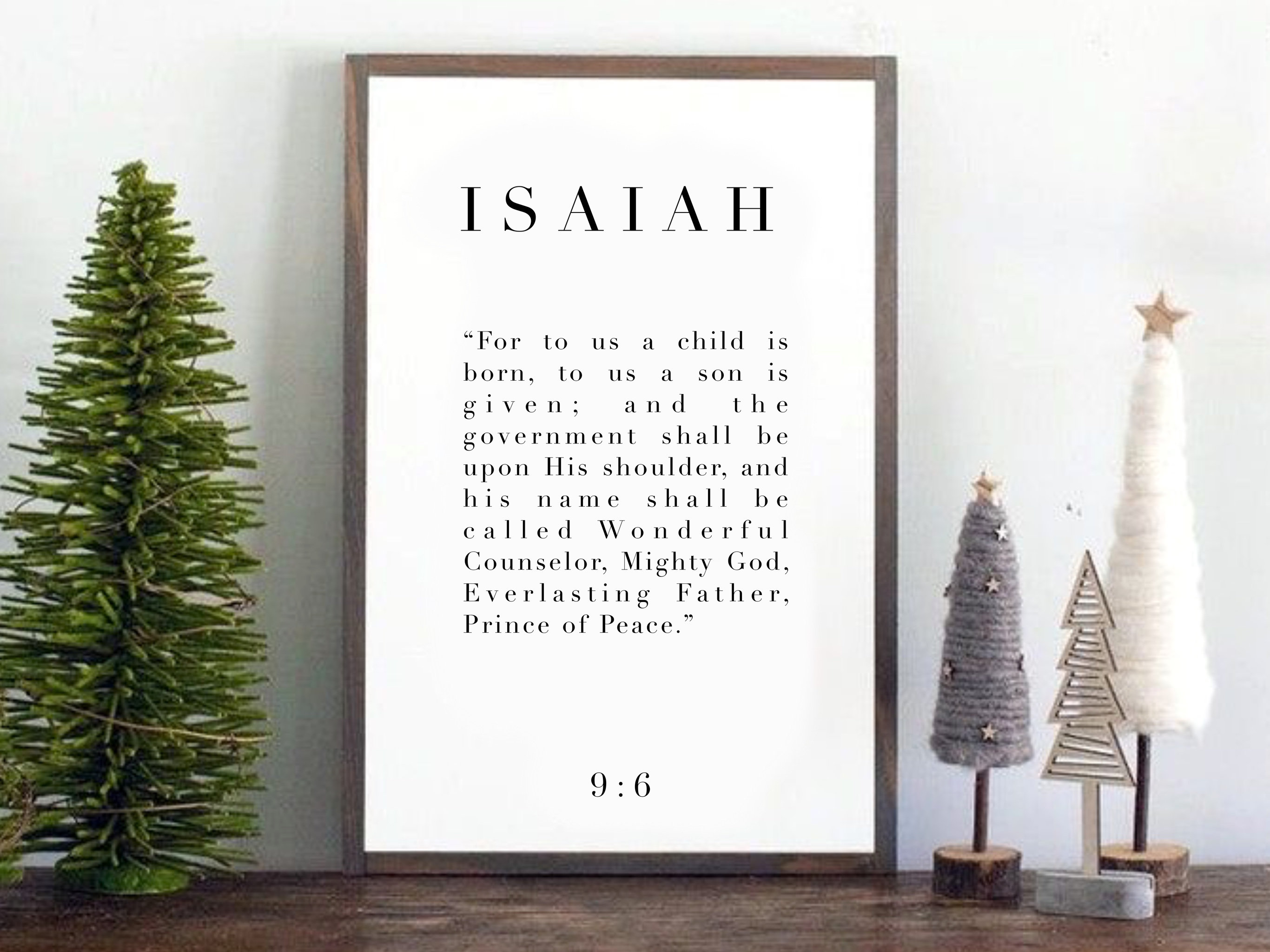 Isaiah Bible Verse Christmas Wall Decor Christian Print Living Room ...