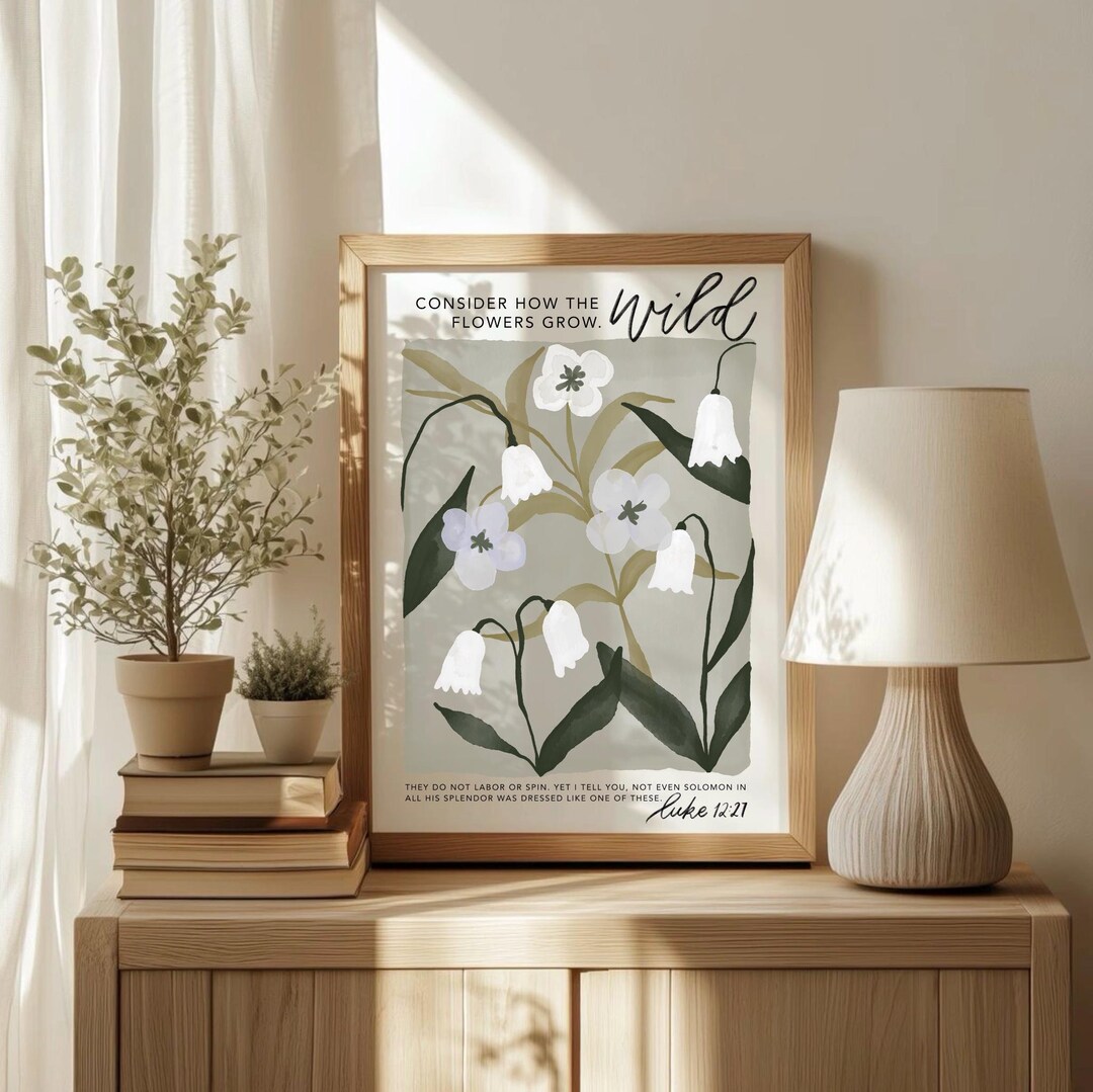 Wildflower Bible Verse Wall Art: Christian Scripture Luke 12 Decor ...