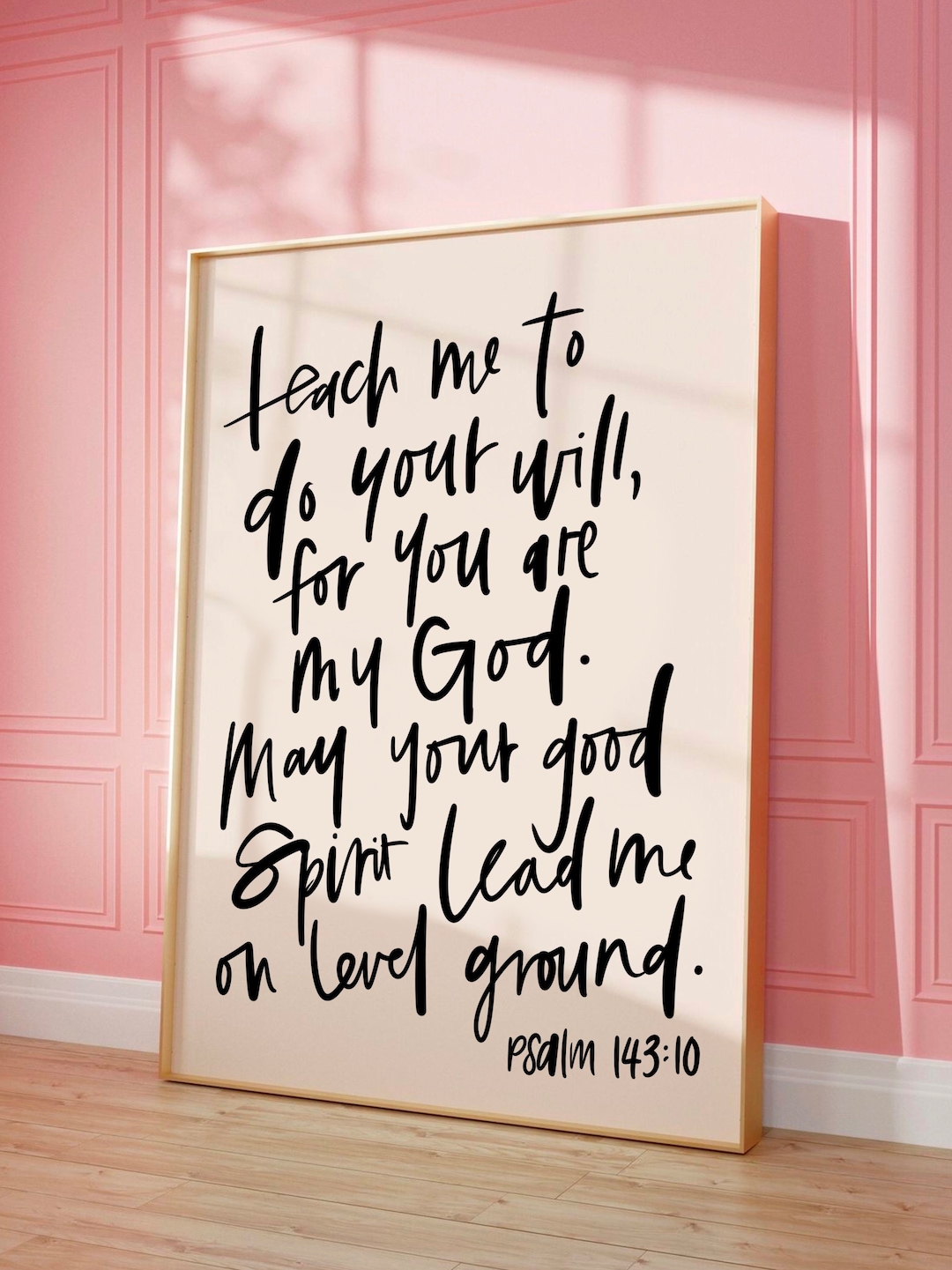 Bible Verse Wall Art Psalm 143:10, Christian Calligraphy Decor Print ...