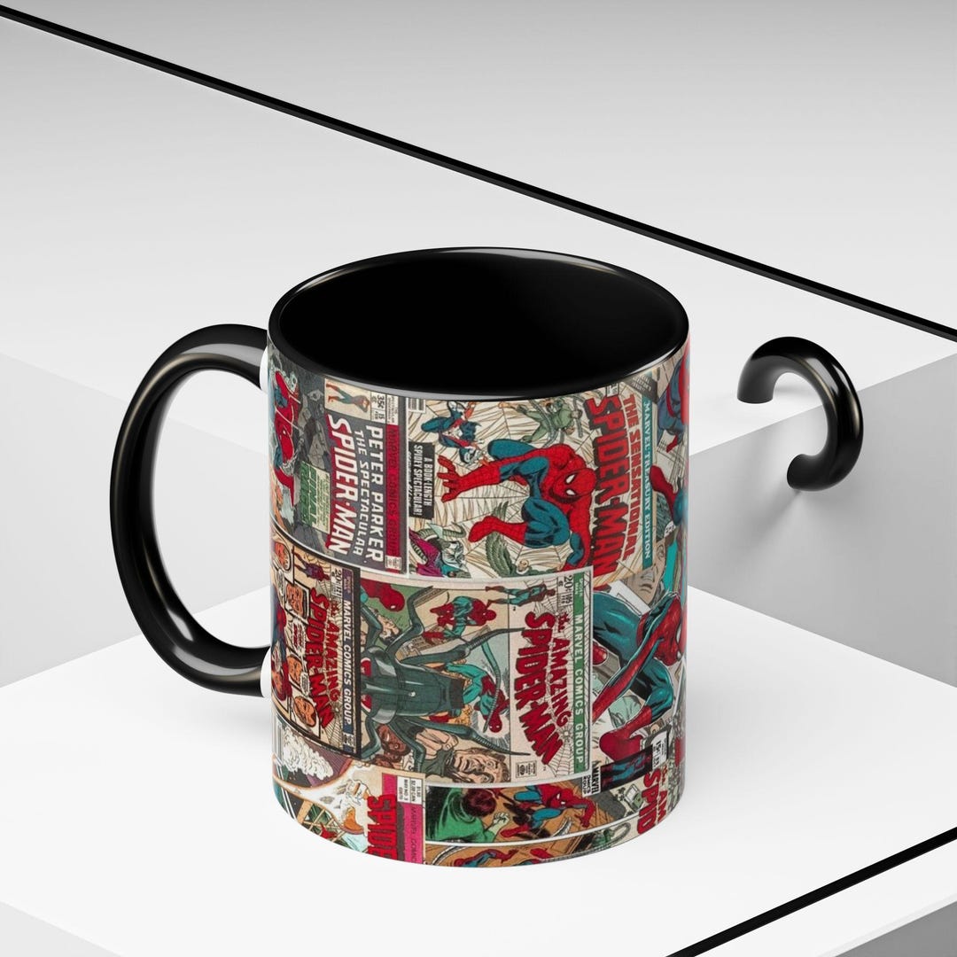 Spider-man Vintage Comic Hero Collage Mug | Accent Coffee Mug - Etsy