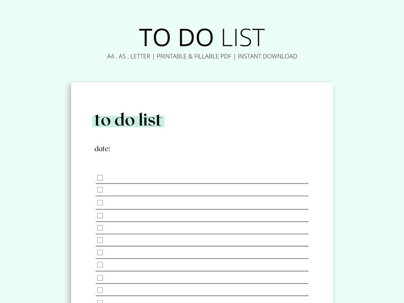 To Do List Printable Minimal Tasks List Planner - Etsy