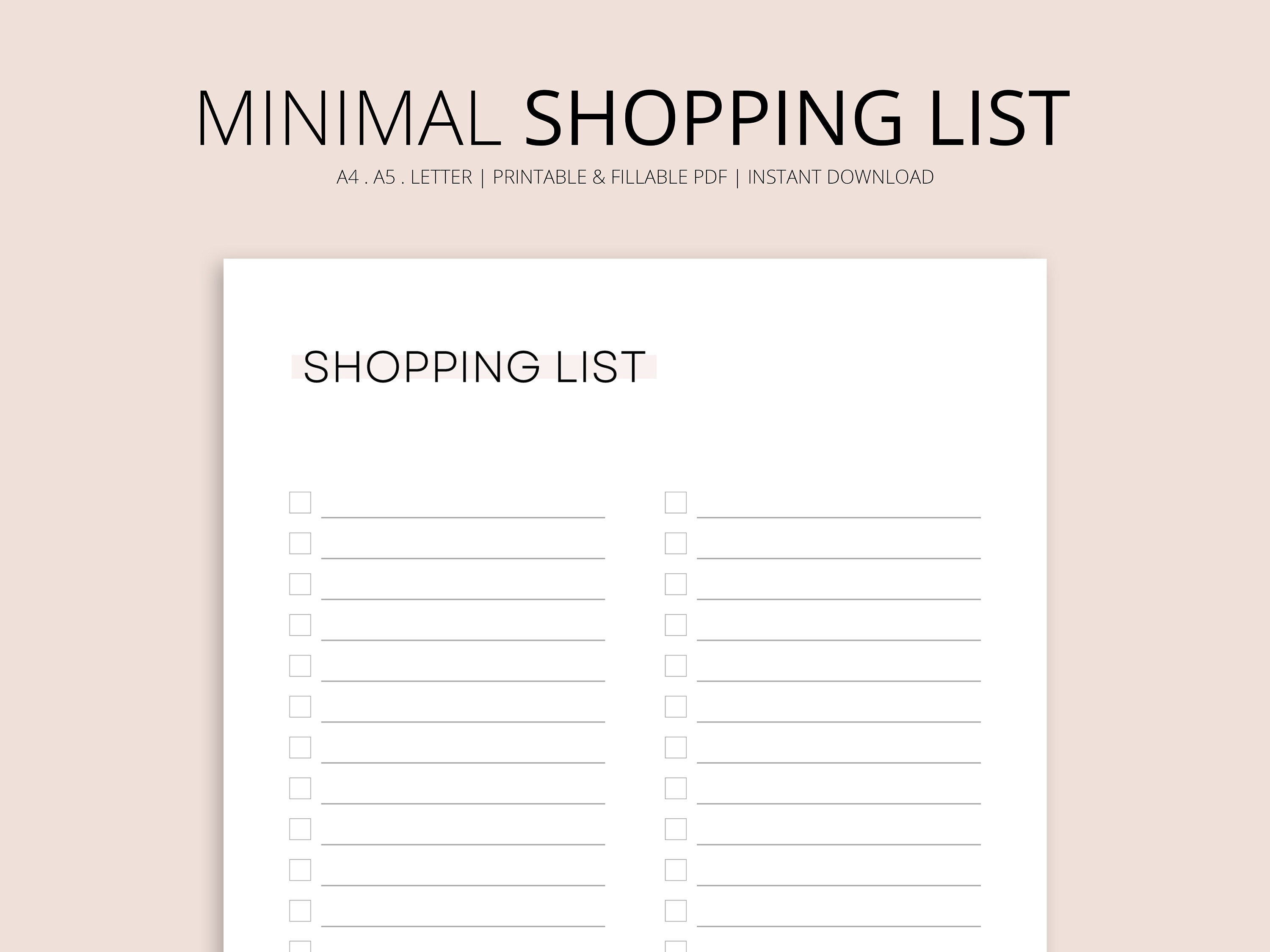 Digital Minimal Shopping List Printable Simple Shopping List - Etsy
