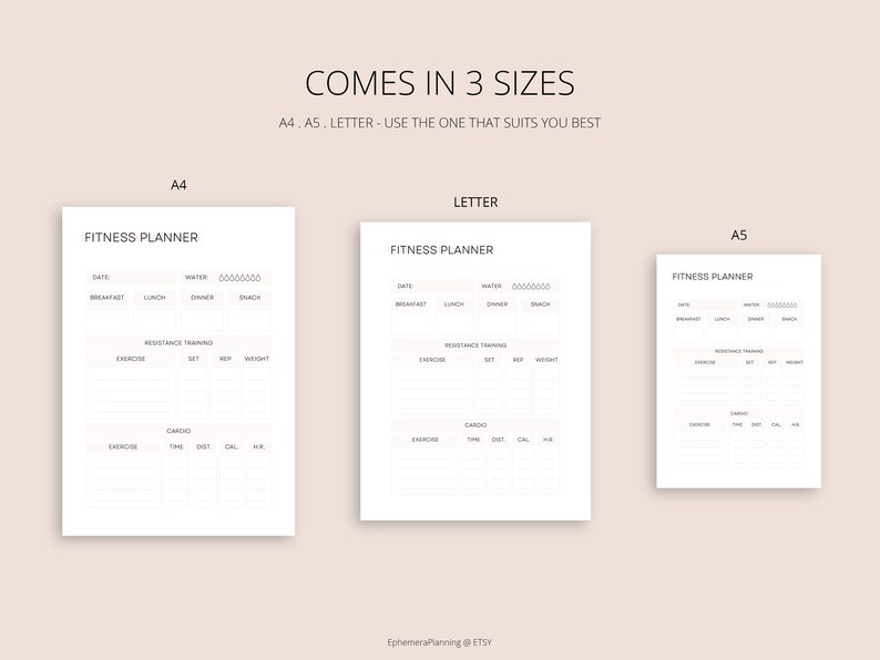 Daily Fitness Planner Printable Daily Meal Planner Digital - Etsy