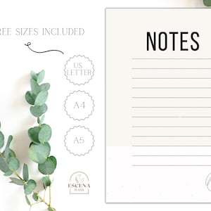 Fall Note Taking Template Printable Page Cute Simple Minimal Notepaper ...