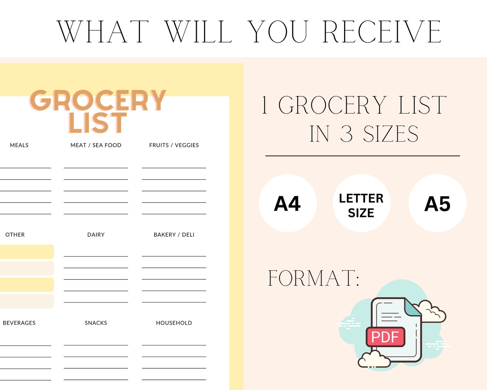 Grocery Checklist Printable Template Shopping List Journal Weekly Menu ...