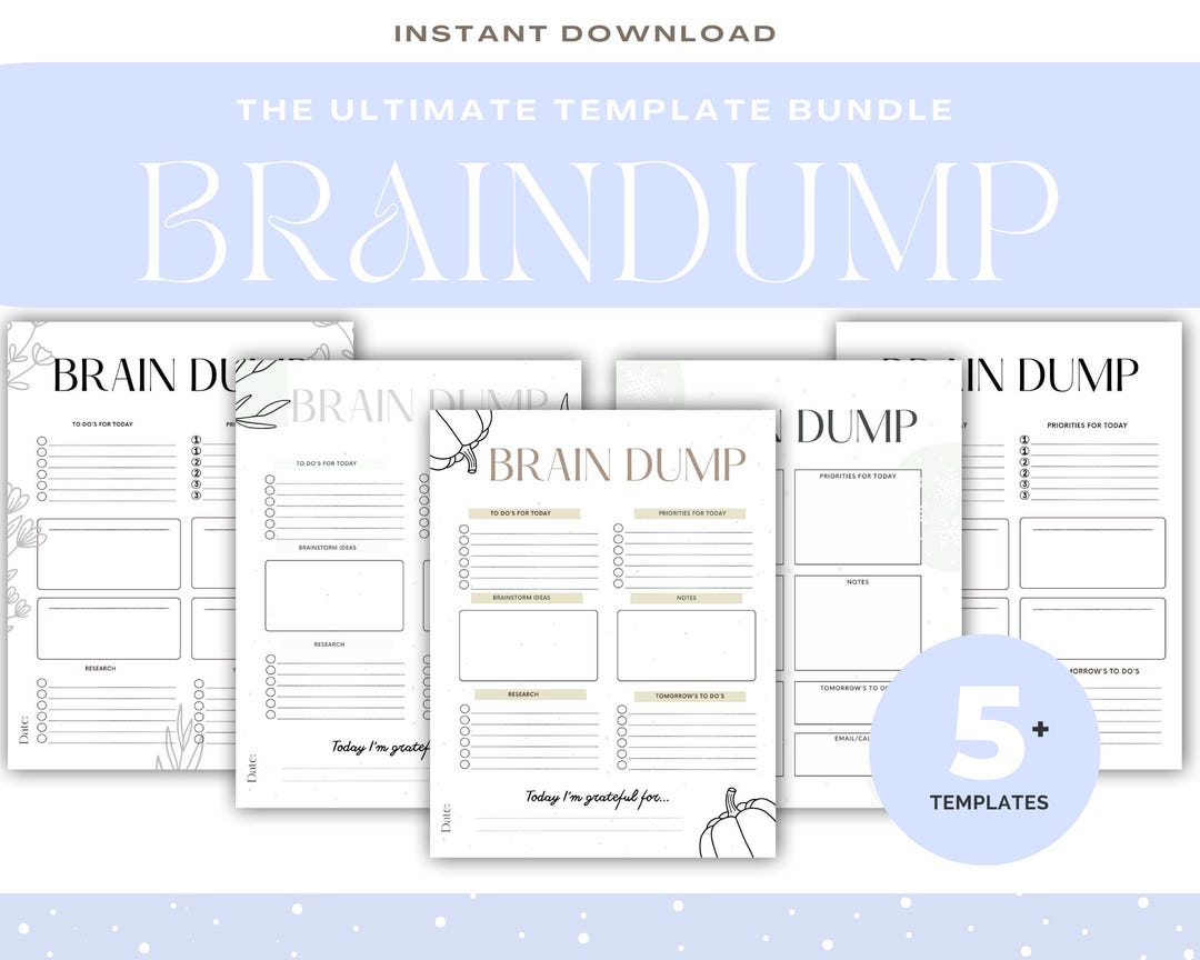 Brain Dump Template Bundle Thought Organizer Journal Priority Matrix ...