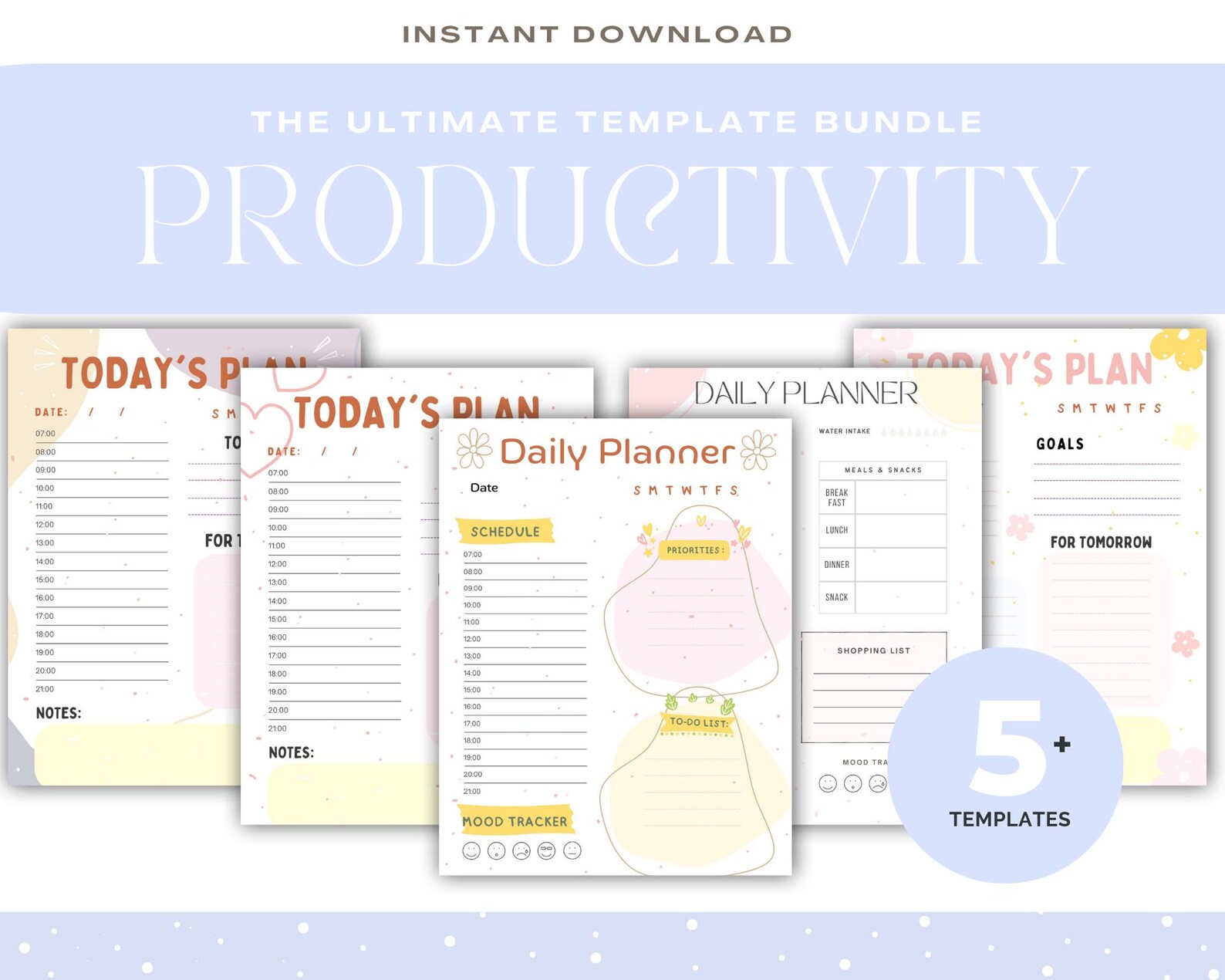 Colorful to Do List Digital Templates Daily Planner Insert Priority ...