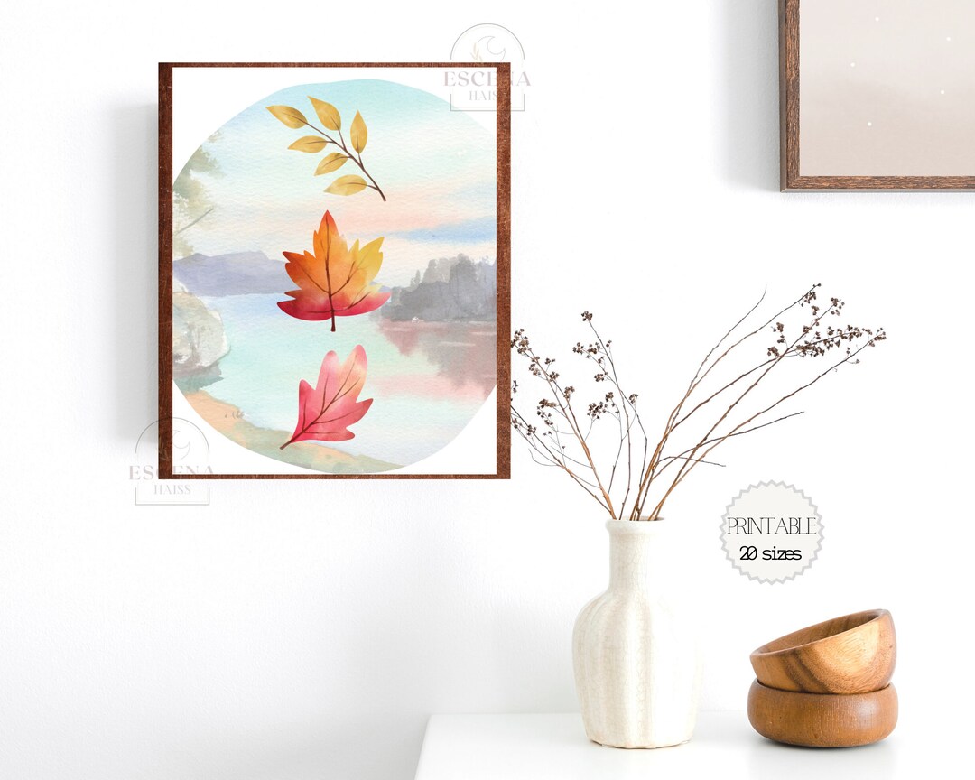 Three Fall Leaves Wall Art Autumn Leaf Printable Home Decoration ...