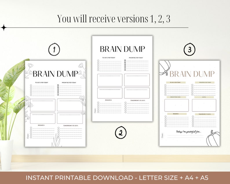 Brain Dump Template Bundle Thought Organizer Journal Priority Matrix ...