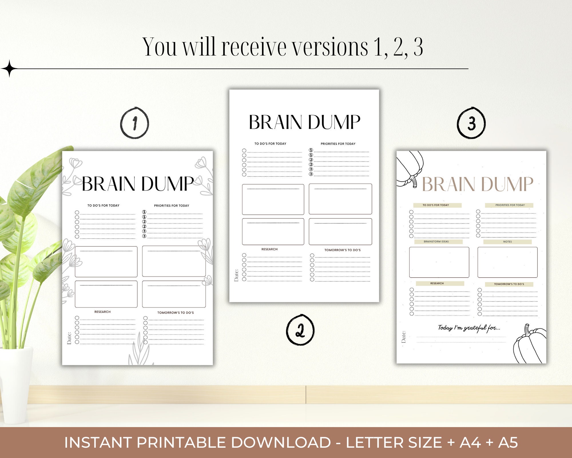 Brain Dump Template Bundle Thought Organizer Journal Priority Matrix ...