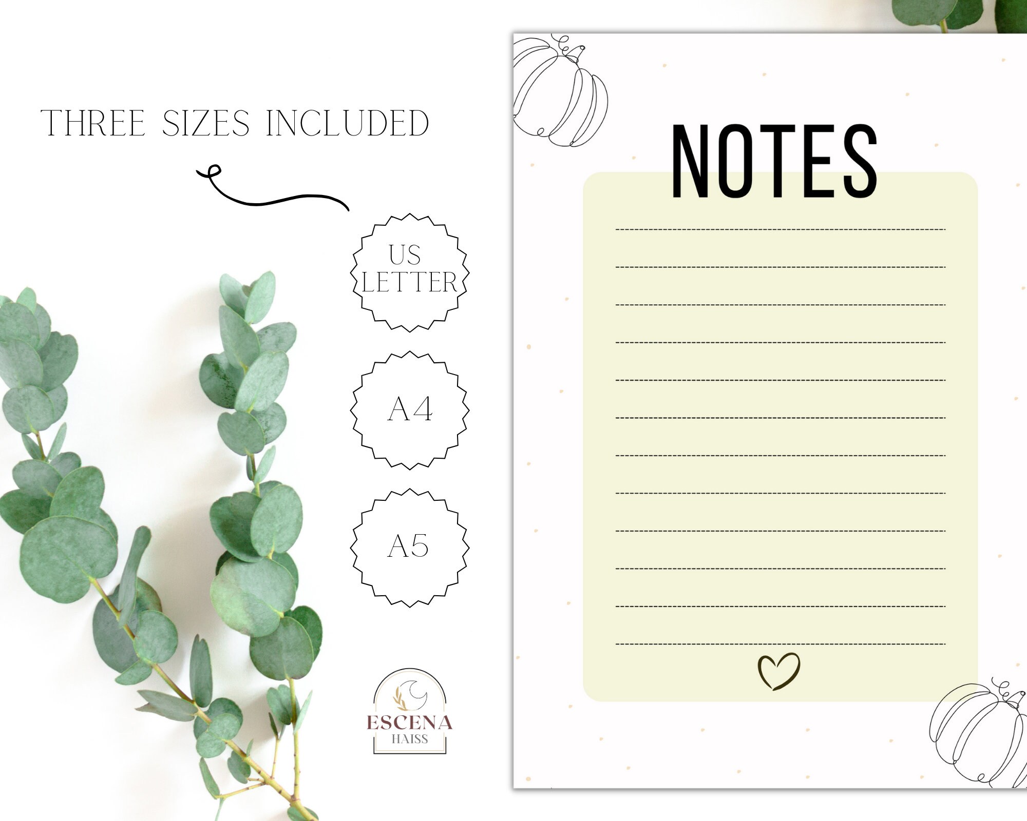 Fall Note Taking Paper Template Notes Page Printable Journal Lined ...