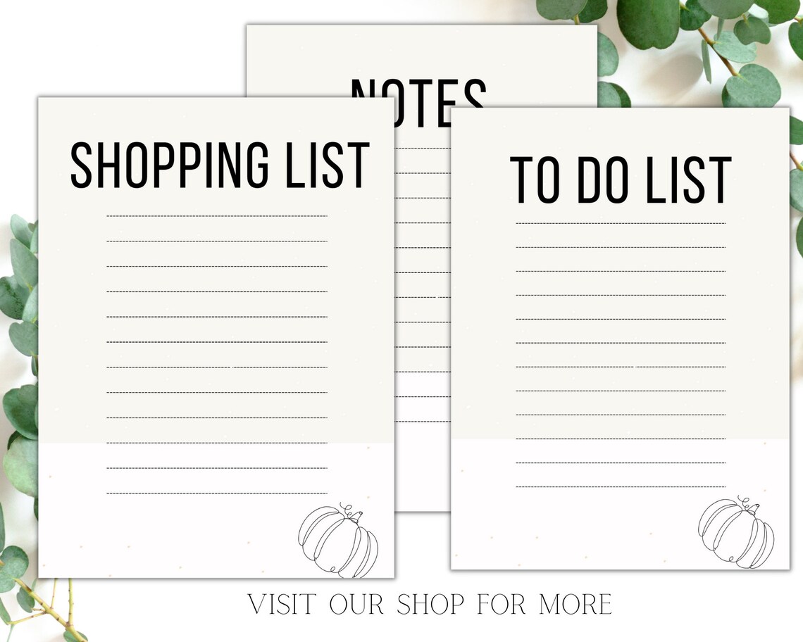 Fall Note Taking Template Printable Page Cute Simple Minimal Notepaper ...