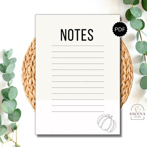 Fall Notes Template Printable: Minimalist Lined Notepaper (PDF) - Etsy