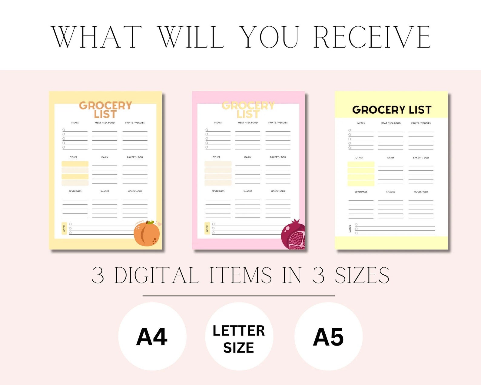 Colorful Grocery List Printable Template (PDF) - Etsy