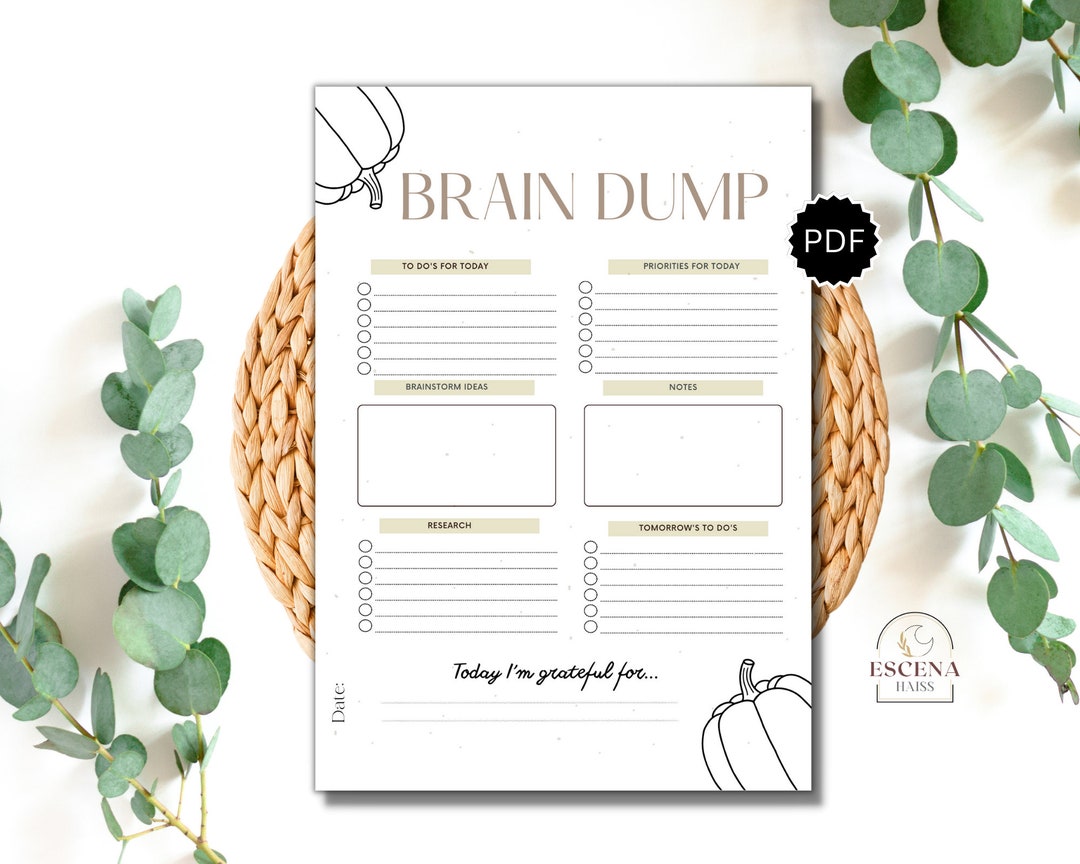 Brain Dump Printable to Do List Printable Planner Journal Brain Dump ...