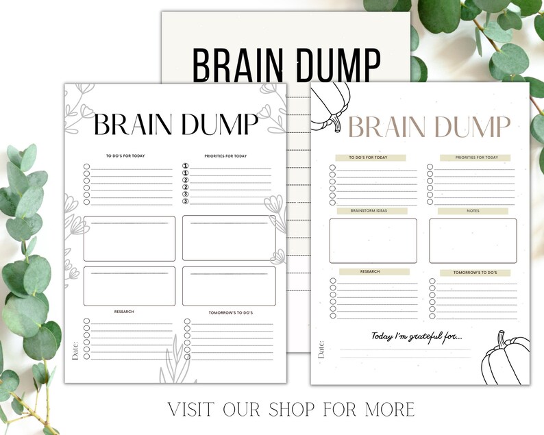Simple Brain Dump Printable Journal Planner Insert Adhd Daily - Etsy
