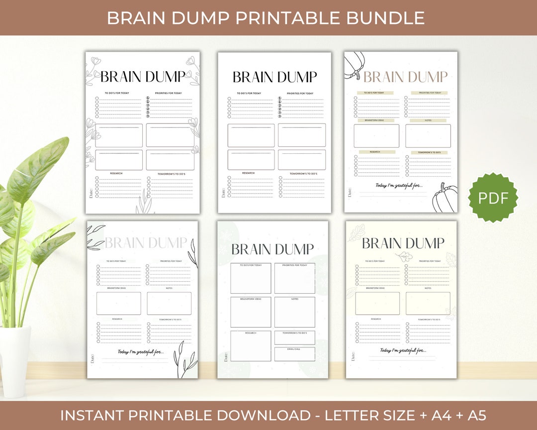 Brain Dump Template Bundle Thought Organizer Journal Priority Matrix ...