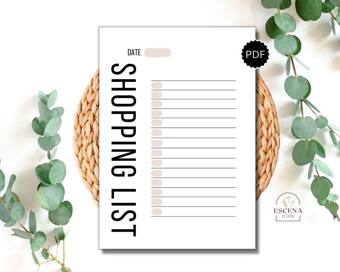 Shopping List Printable Minimalist Printable Shopping List Template ...
