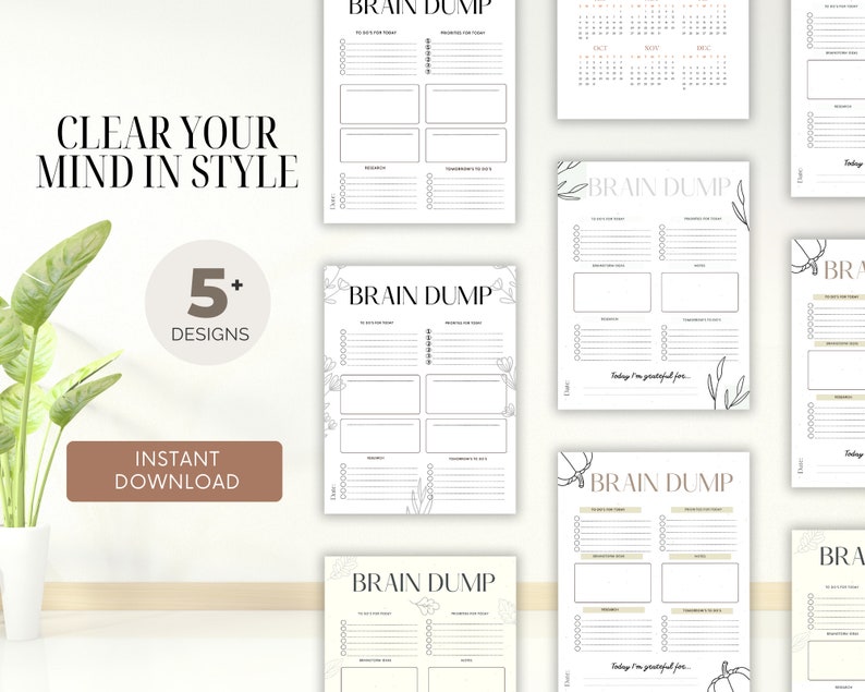 Brain Dump Template Bundle Thought Organizer Journal Priority Matrix ...