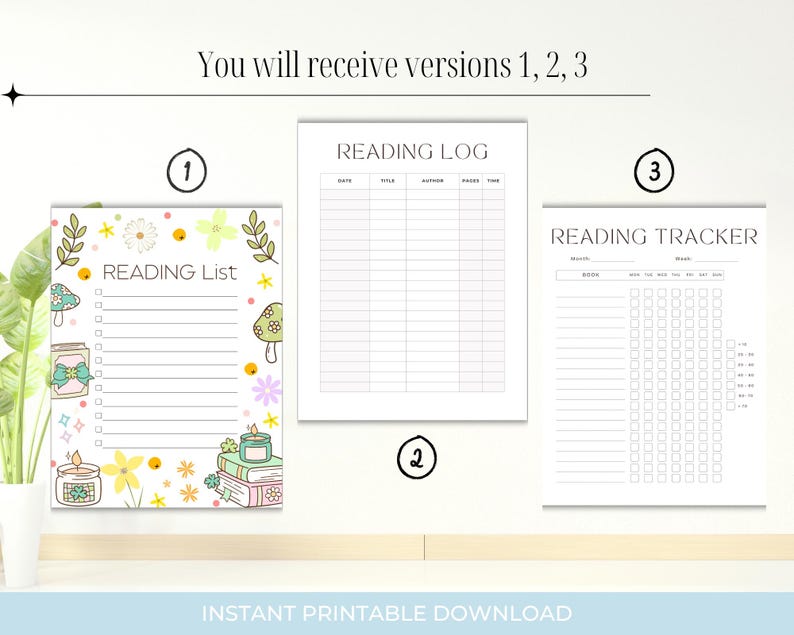 Reading Tracker Printable PDF – Book Log for Reading Goals, US Letter ...