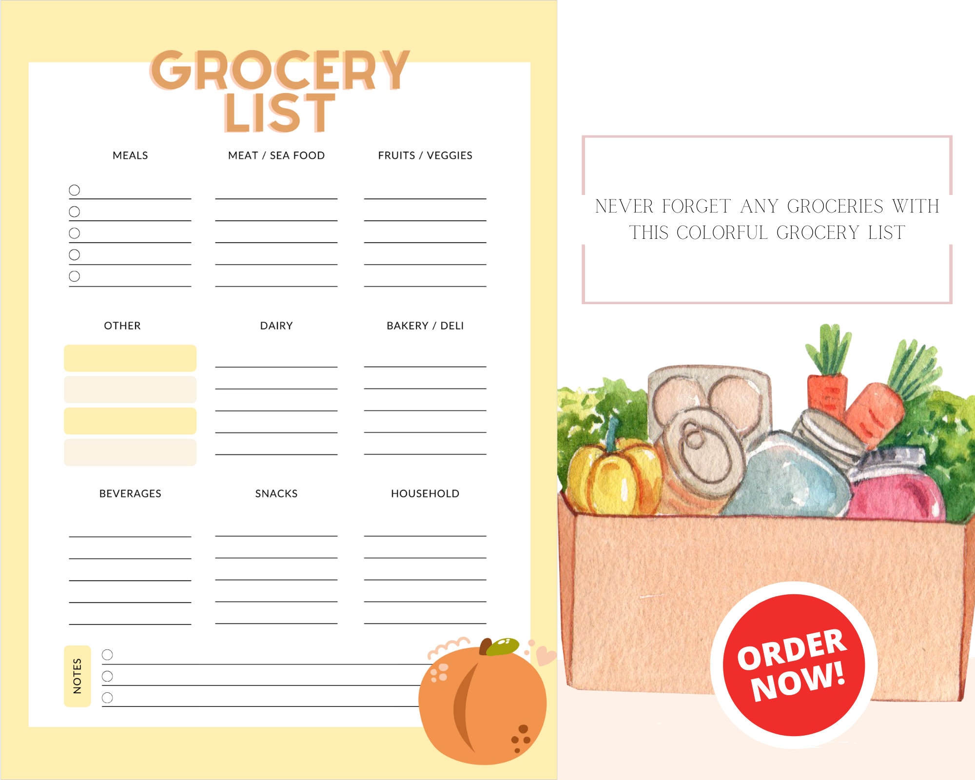 Grocery Checklist Printable Template Shopping List Journal Weekly Menu ...