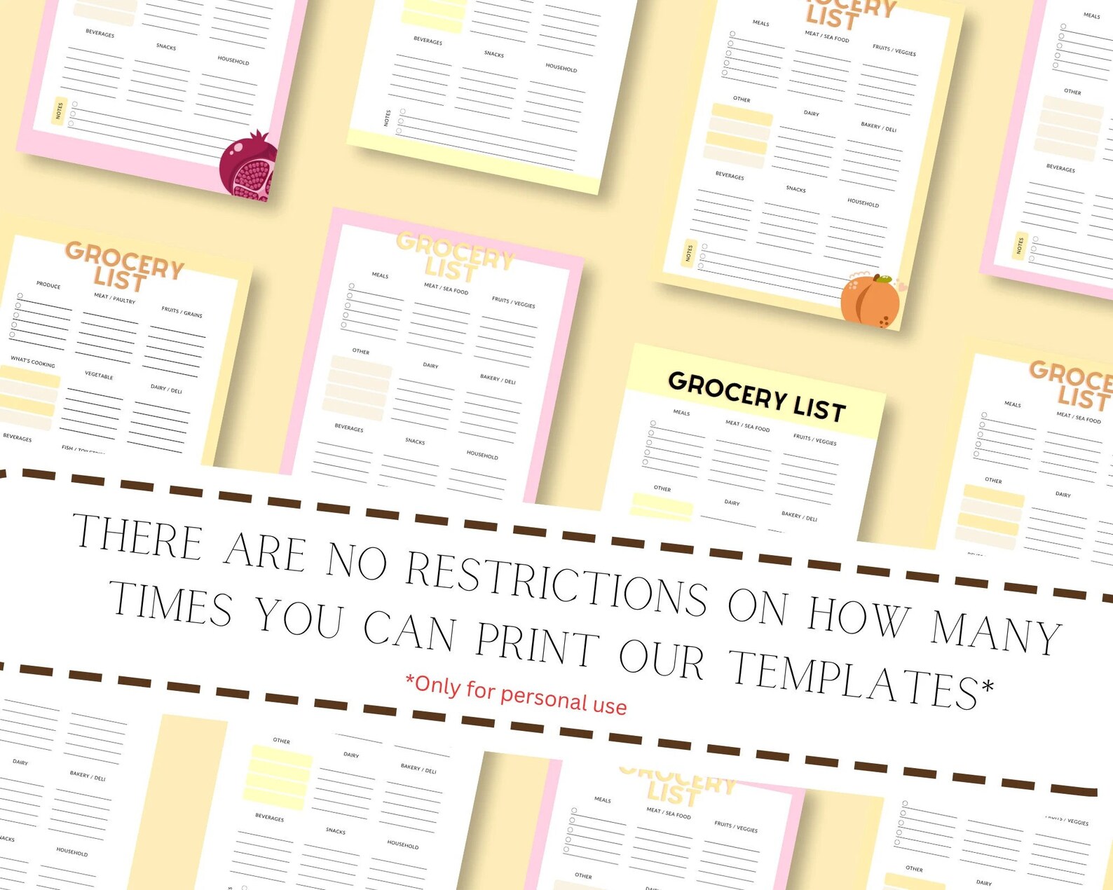 Colorful Grocery List Printable Template (PDF) - Etsy